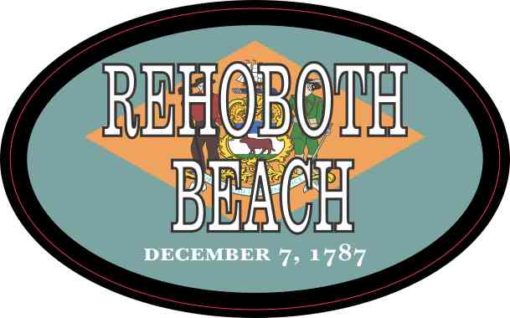 4in x 2.5in Oval Delaware Flag Rehoboth Beach Sticker – StickerTalk®