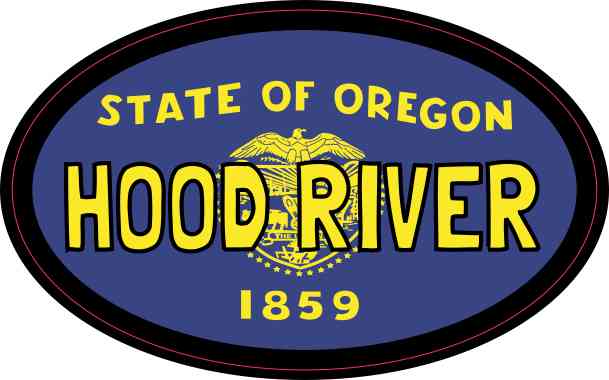 4in x 2.5in Oval Oregon Flag Hood River Sticker
