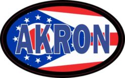 4in x 2.5in Oval Ohio Flag Akron Sticker