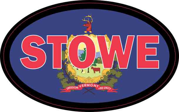 4in x 2.5in Oval Vermont Flag Stowe Sticker – StickerTalk®
