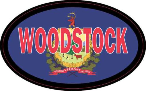 4in x 2.5in Oval Vermont Flag Woodstock Sticker – StickerTalk®