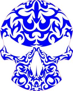 4in x 5in Blue Tribal Skull Sticker – StickerTalk®