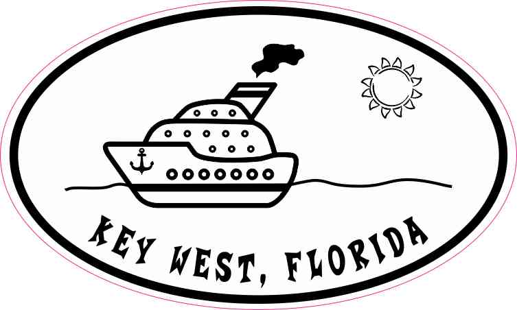 5in x 3in Cruise Ship Oval Key West Sticker