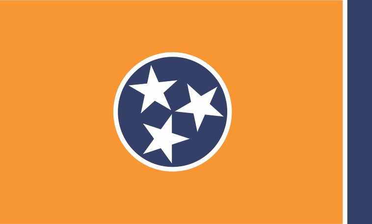 5in x 3in Orange Tennessee Flag Sticker