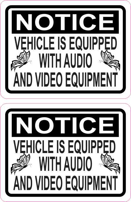 3in x 2.25in Butterfly Notice Audio and Video Stickers