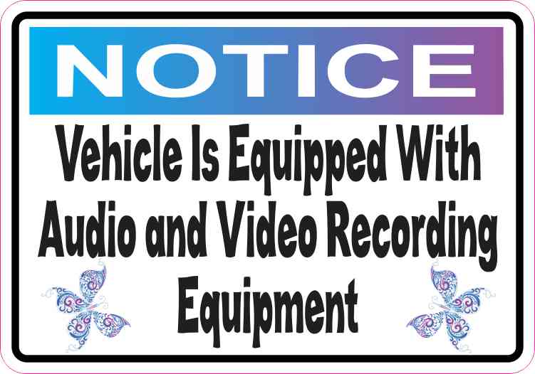 5in x 3.5in Butterfly Notice Audio and Video Sticker