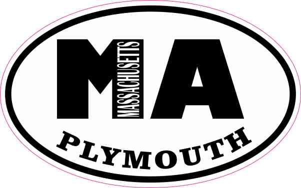 4in x 2.5in Oval MA Plymouth Massachusetts Sticker