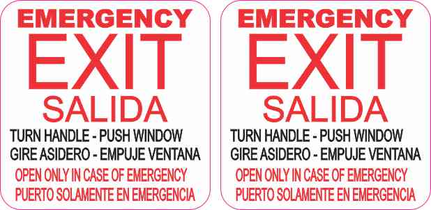 2in x 2in English and Spanish Emergency Exit Stickers – StickerTalk®