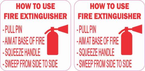 2.5in x 2.5in How to Use Fire Extinguisher Stickers – StickerTalk®