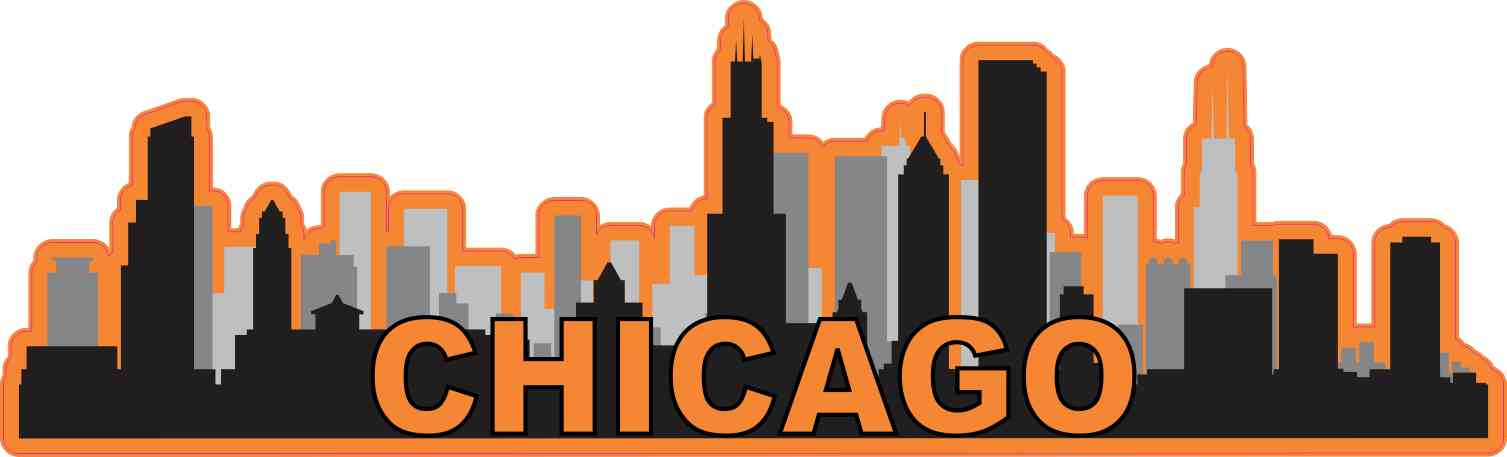 10in x 3in Orange Chicago Skyline Sticker – StickerTalk®