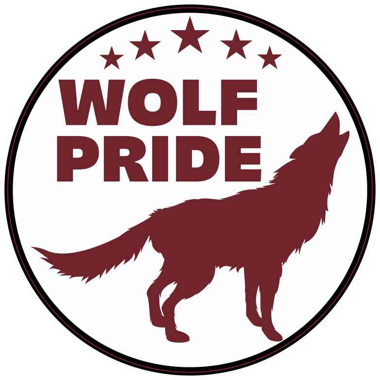 5in x 5in Maroon Wolf Pride Sticker – StickerTalk®