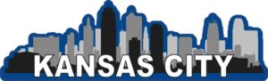 10in x 3in Blue Kansas City Skyline Sticker – StickerTalk®