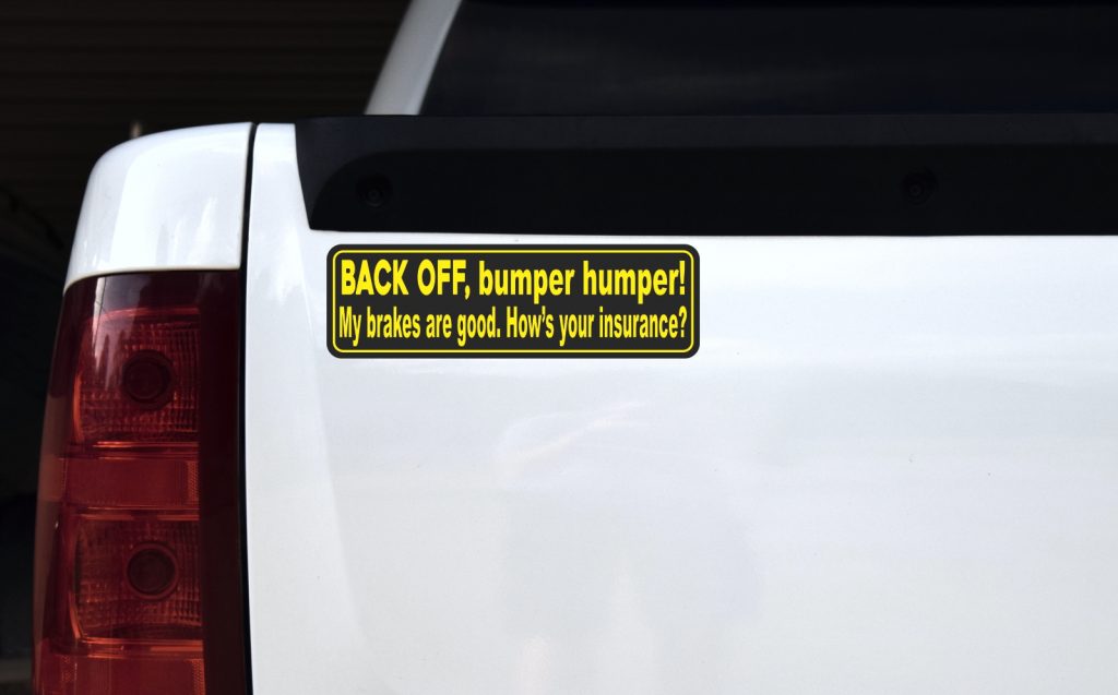 10in x 3in Yellow and Black Back Off Bumper Humper Sticker