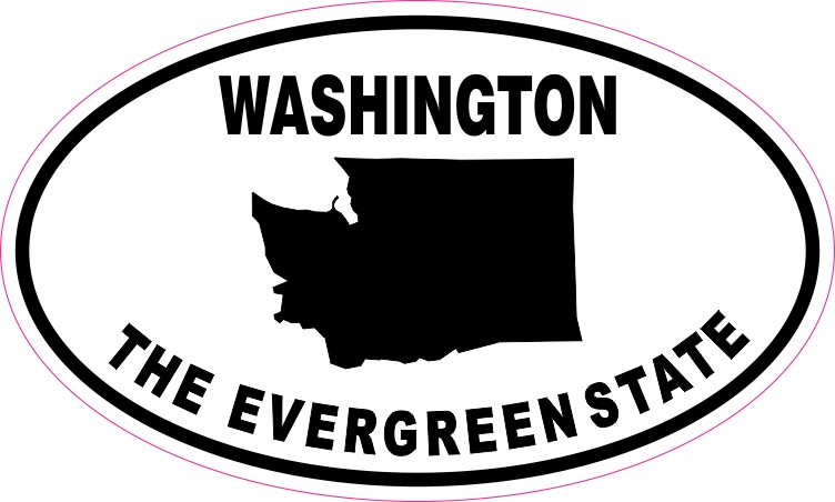 5in x 3in Oval Washington The Evergreen State Sticker