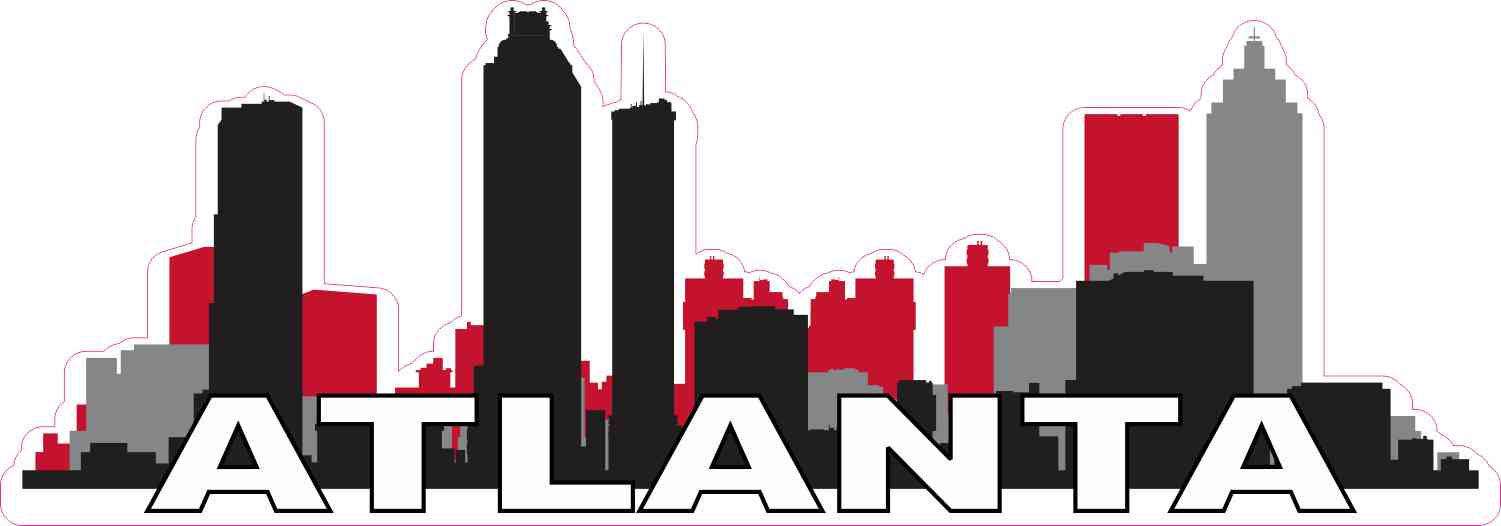 10in x 3.5in Red Atlanta Skyline Sticker – StickerTalk®