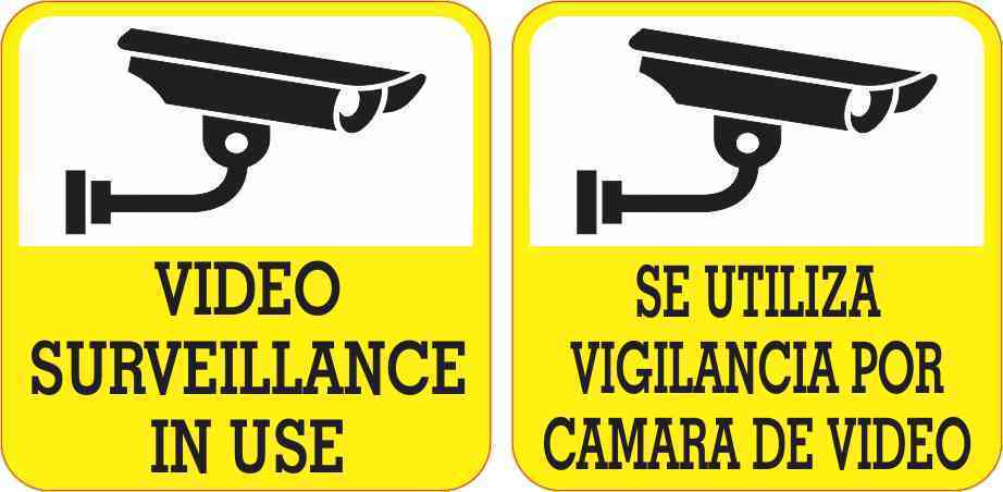 3in x 3in English Spanish Video Surveillance Stickers