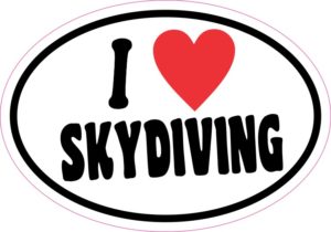5in x 3.5in Oval I Love Skydiving Sticker