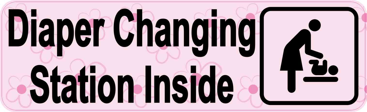 10in x 3in Pink Diaper Changing Station Sticker