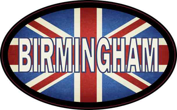 4in x 2.5in Oval UK Flag Birmingham Sticker