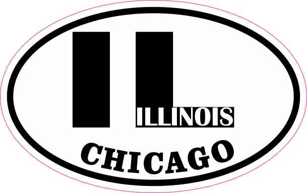 4in x 2.5in Oval Chicago Illinois Sticker