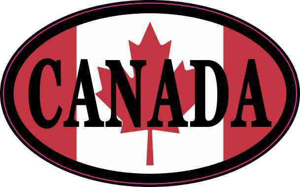 4in x 2.5in Flag Oval Canada Vinyl Sticker