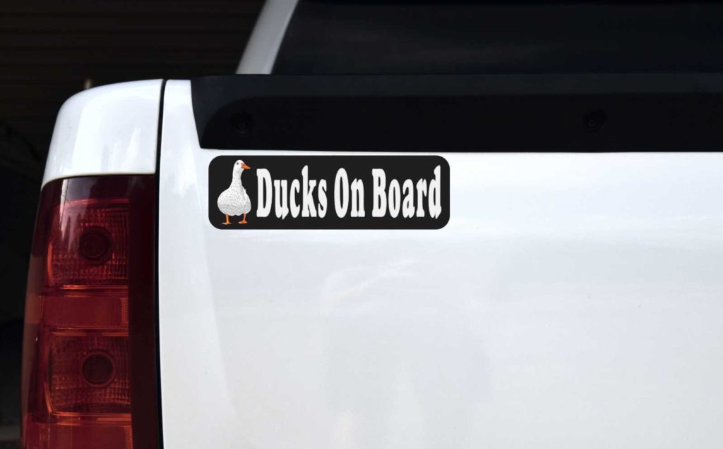 10in x 3in Ducks on Board Vinyl Sticker – StickerTalk®