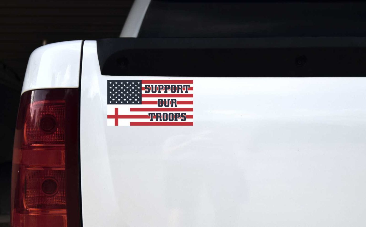 7in x 3.8in Cross US Flag Support Our Troops Vinyl Sticker – StickerTalk®
