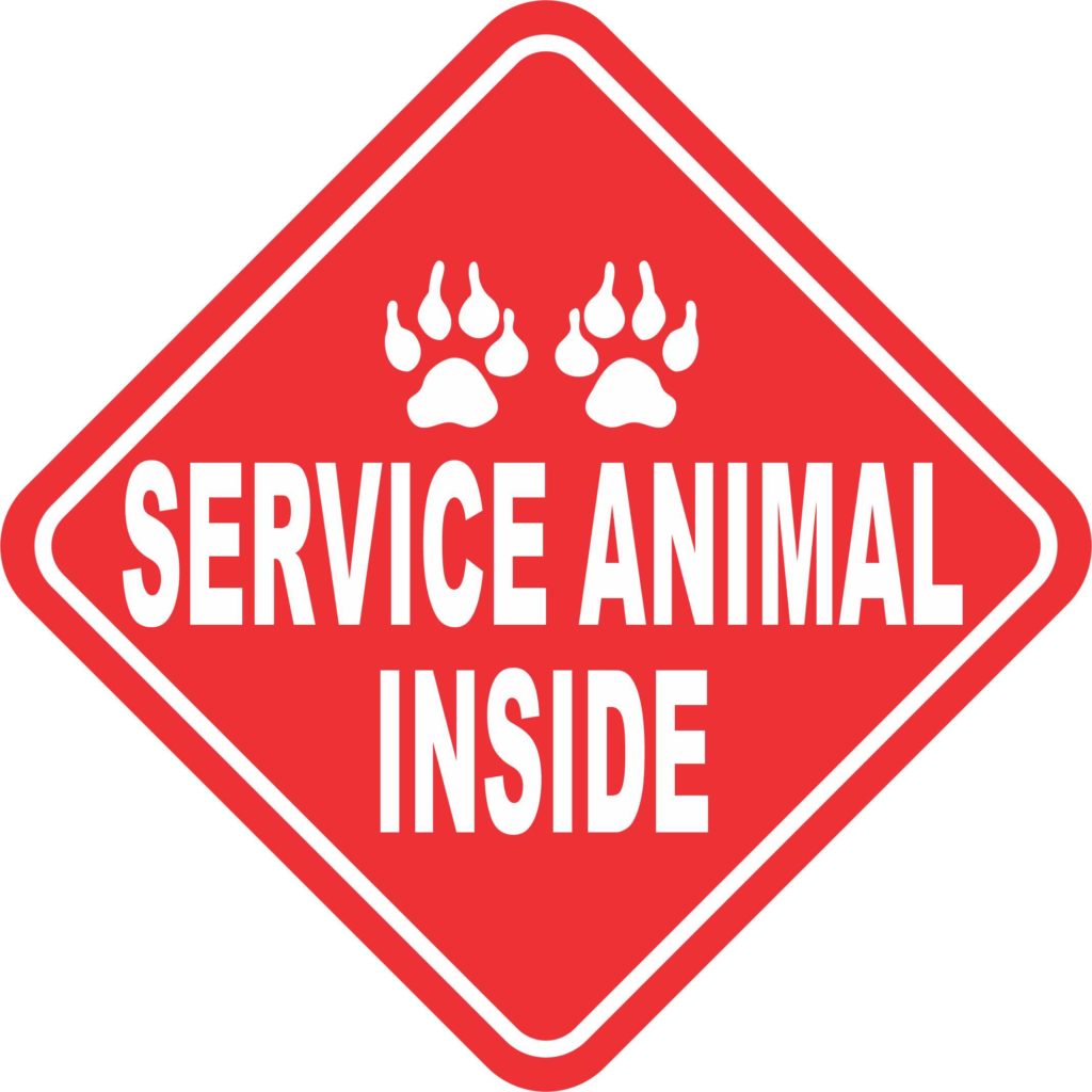 7in x 7in Red and White Service Animal Inside Vinyl Sticker – StickerTalk®