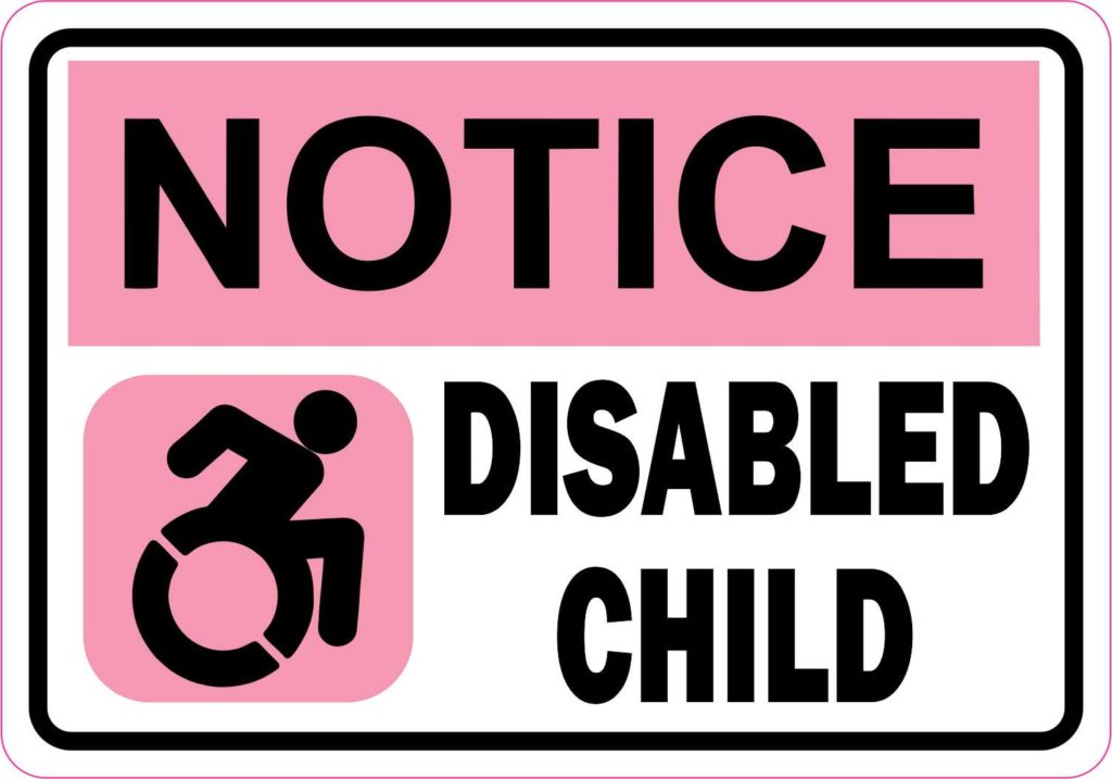StickerTalk Pink Notice Disabled Child Vinyl Sticker, 5 inches x 3.5 ...