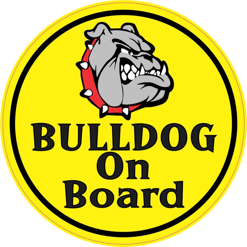 StickerTalk Red Bulldog on Board Vinyl Sticker, 5 inches x 5 inches ...