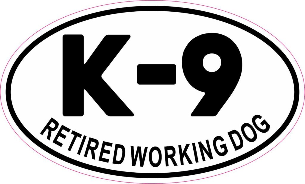 StickerTalk Oval K-9 Retired Working Dog Vinyl Sticker, 5 inches x 3 inches