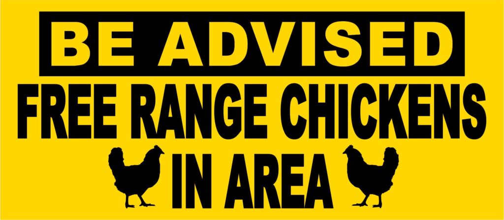 StickerTalk Free Range Chickens in Area Vinyl Sticker, 7 inches ...