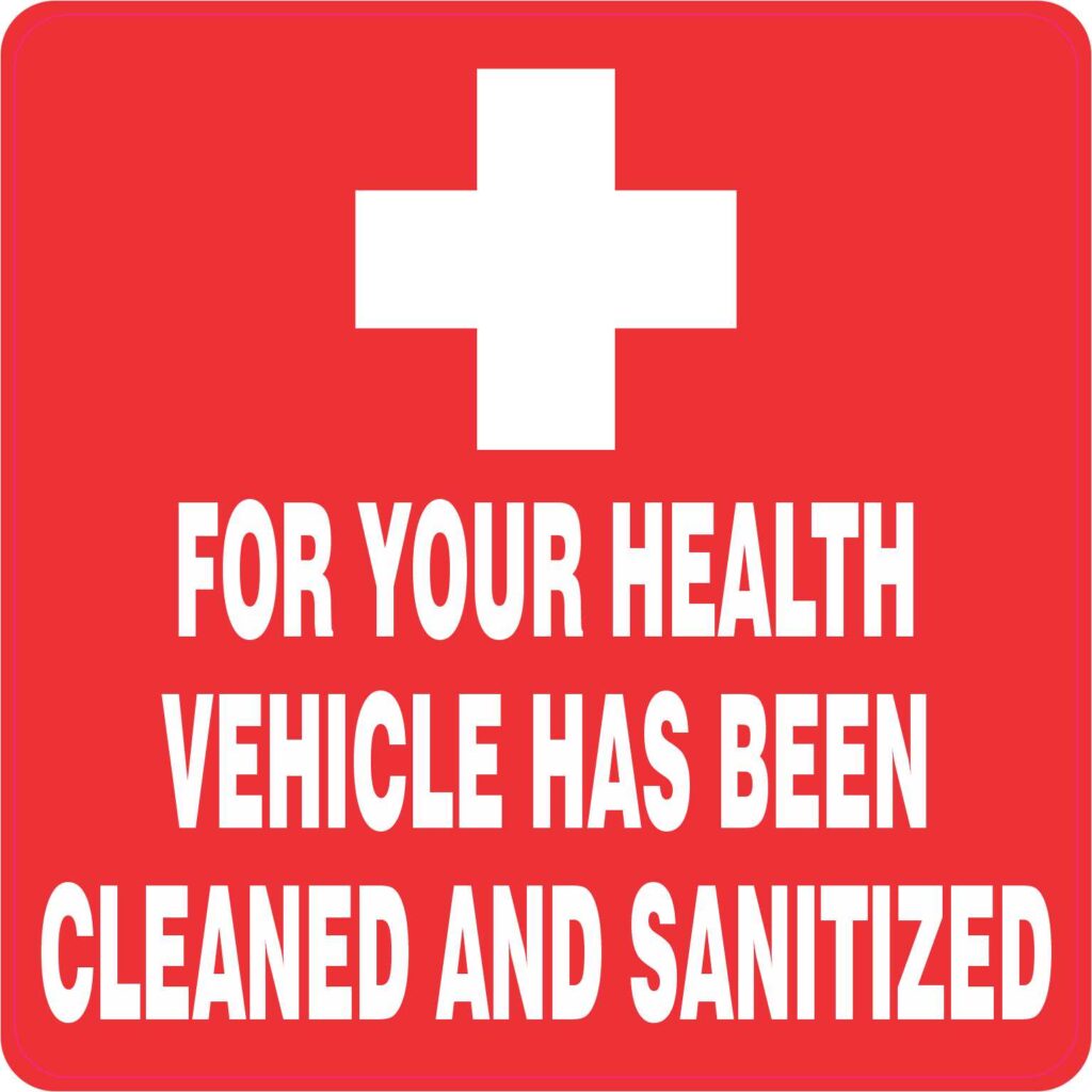 StickerTalk This Vehicle Has Been Cleaned and Sanitized Vinyl Stickers ...
