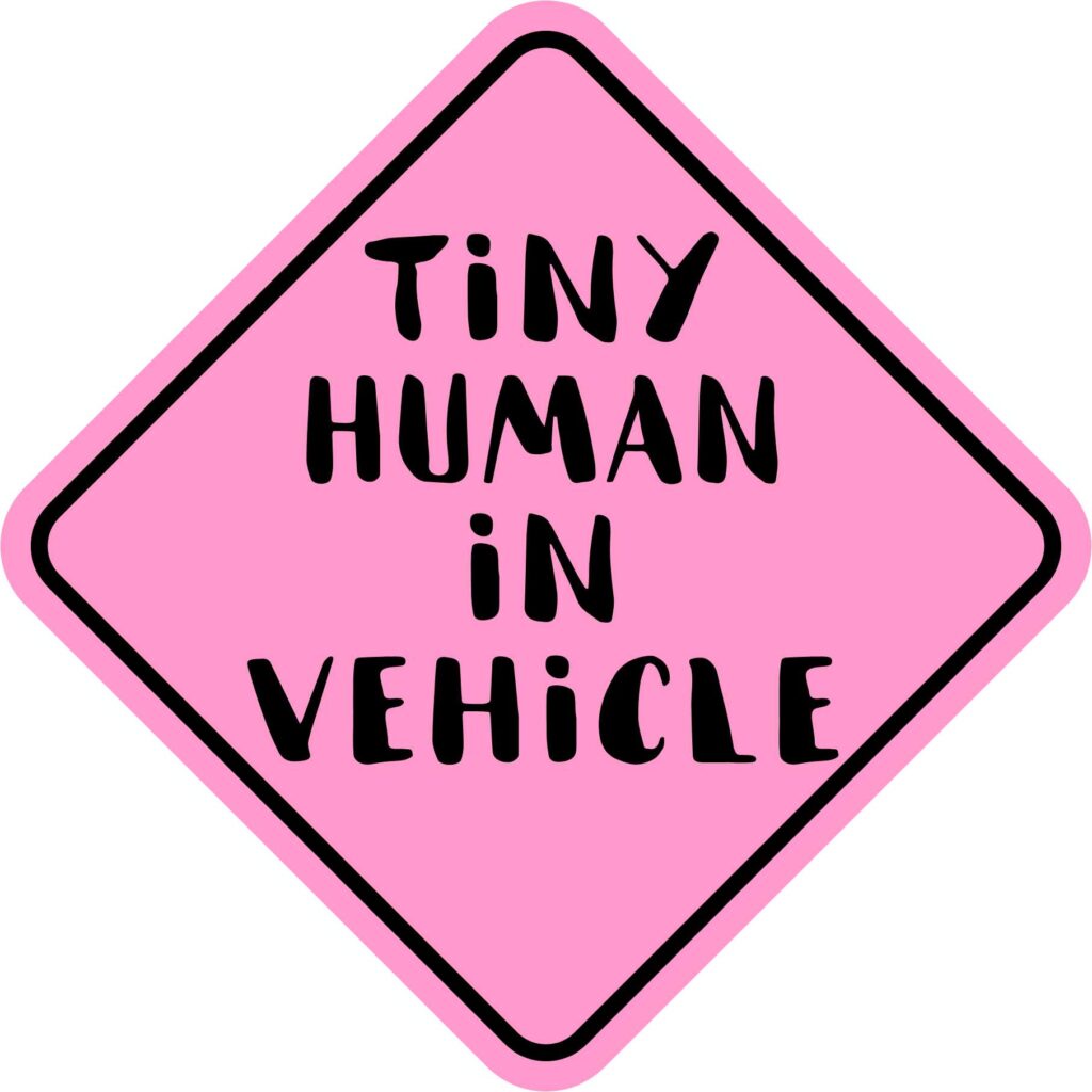 StickerTalk Pink Tiny Human in Vehicle Vinyl Sticker, 6 inches x 6 ...