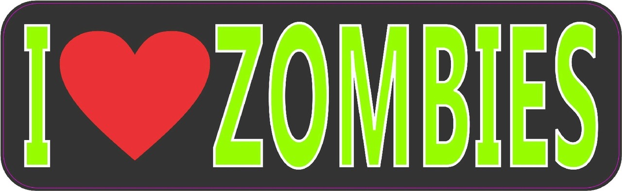 StickerTalk I Love Zombies Vinyl Sticker, 10 inches x 3 inches ...