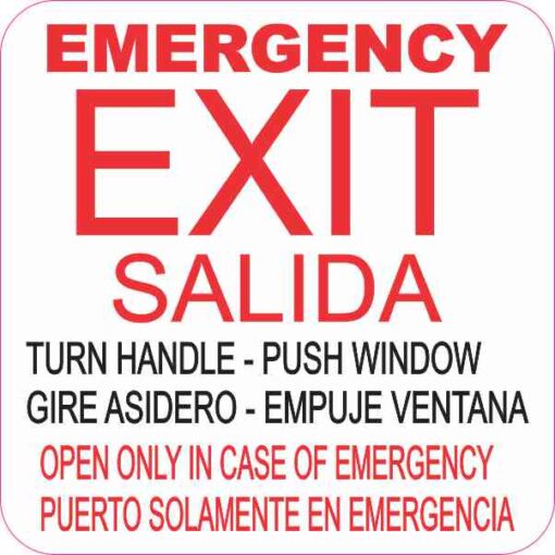 StickerTalk English Spanish Emergency Exit Vinyl Sticker, 4 inches x 4 ...