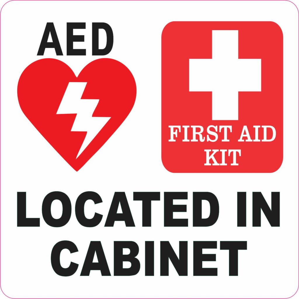 StickerTalk AED and First Aid Kit Located in Cabinet Magnet, 5 inches x ...
