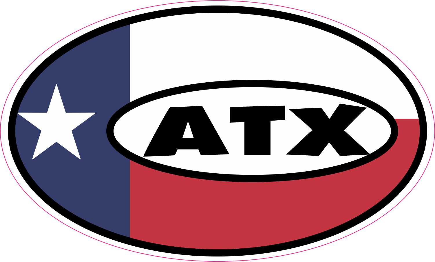 StickerTalk Oval ATX Austin Texas Vinyl Sticker, 5 inches x 3 inches ...