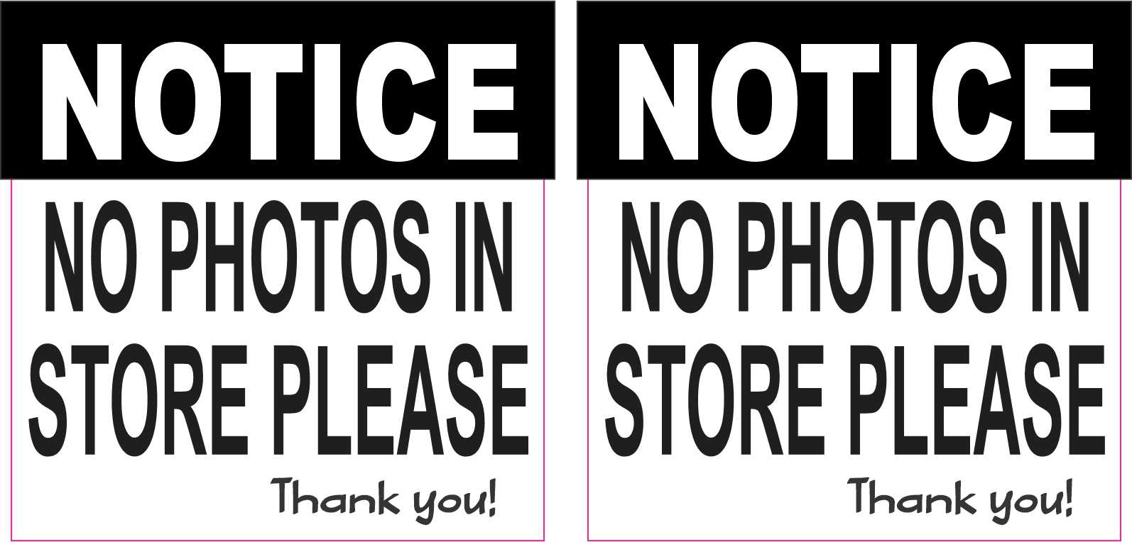 StickerTalk No Photos in Store Vinyl Stickers, 1 sheet of 2 stic ...