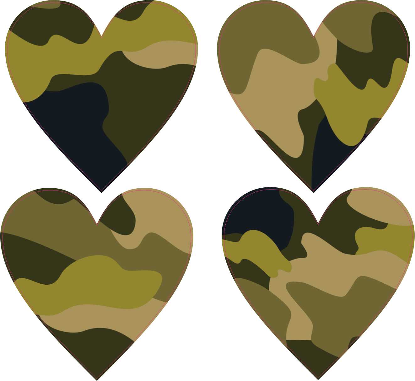 StickerTalk Camo Heart Vinyl Stickers, 1 sheet of 4 stickers, 2 ...