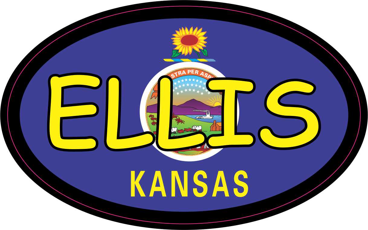 StickerTalk Ellis Kansas Oval Vinyl Sticker, 4 inches x 2.5 inches