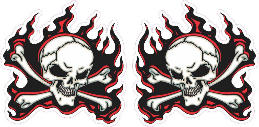 StickerTalk Red Flame Skull Vinyl Stickers, 1 sheet of 2 sticker ...