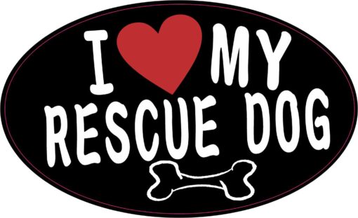 StickerTalk Oval I Love My Rescue Dog Vinyl Sticker, 5 inches x 3 ...