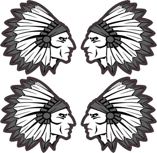 StickerTalk Indian Mascot Emblem Vinyl Stickers, 1 sheet of 4 stickers ...