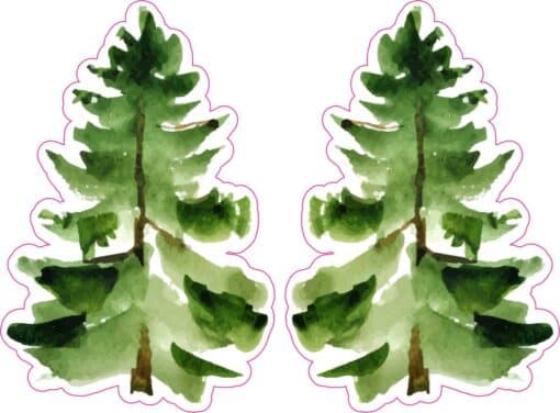 StickerTalk Mirrored Pine Tree Vinyl Stickers, 1 sheet of 2 stickers, 2 ...