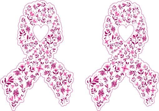 StickerTalk Flower Cancer Ribbon Stickers, 1 Sheet of Two Stickers, 2 ...