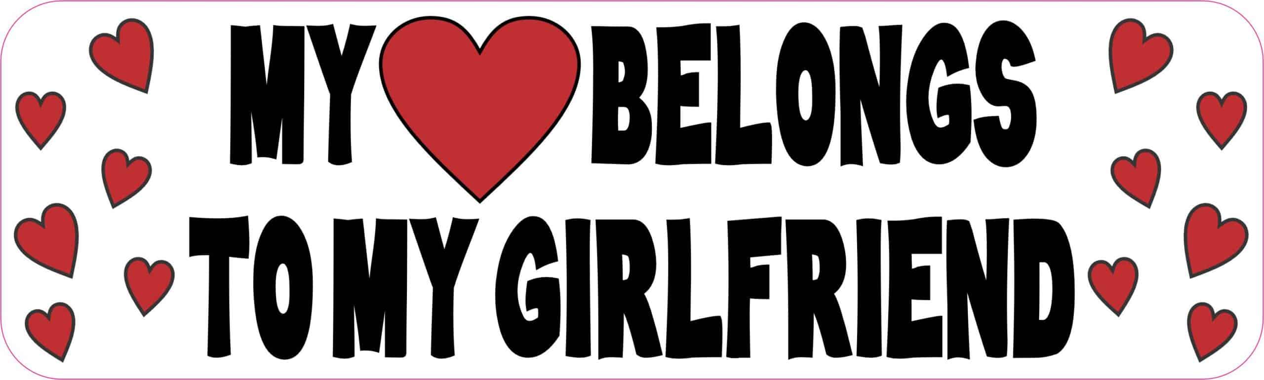 StickerTalk My Heart Belongs to My Girlfriend Magnet, 10 inches x 3 ...