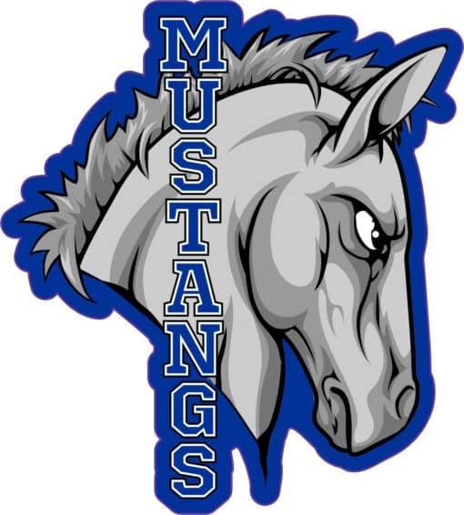 StickerTalk Blue Mustang Head Mascot Sticker, 4.5 inches x 5 inches ...