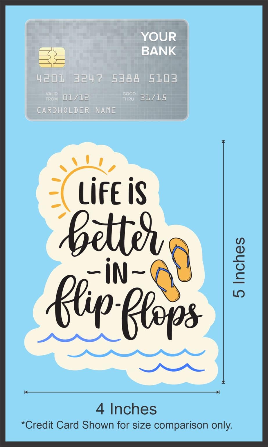 StickerTalk Life is Better In Flip Flops Sticker, 4 inches x 5 inches ...