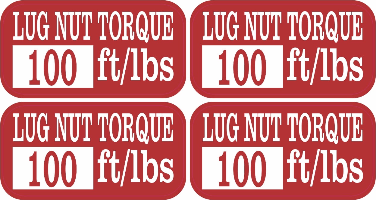 StickerTalk Lug Nut Torque 100 ft/lbs Vinyl Stickers, 2 inches x 1 ...